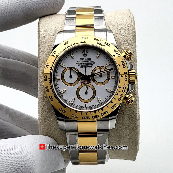Rolex Cosmograph Daytona Yellow Rolesor White Dial 1:1 Fake Replica ...